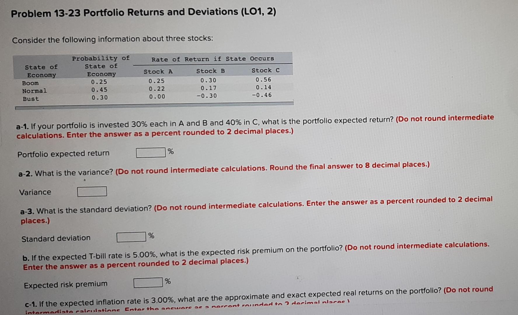 Solved Problem 13-23 Portfolio Returns and Deviations (LO1, | Chegg.com