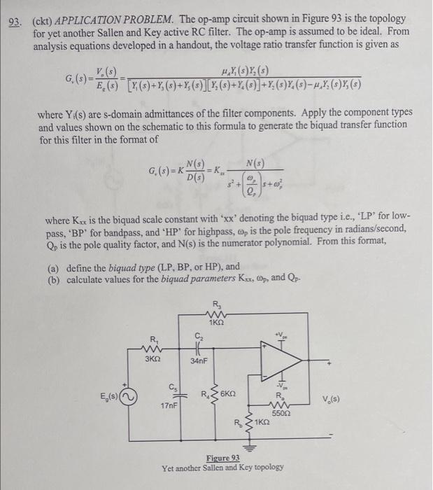 Solved 93. (ckt) APPLICATION PROBLEM. The op-amp circuit | Chegg.com