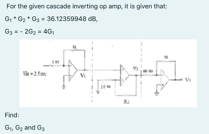 Solved For the given cascade inverting op amp, it is given | Chegg.com