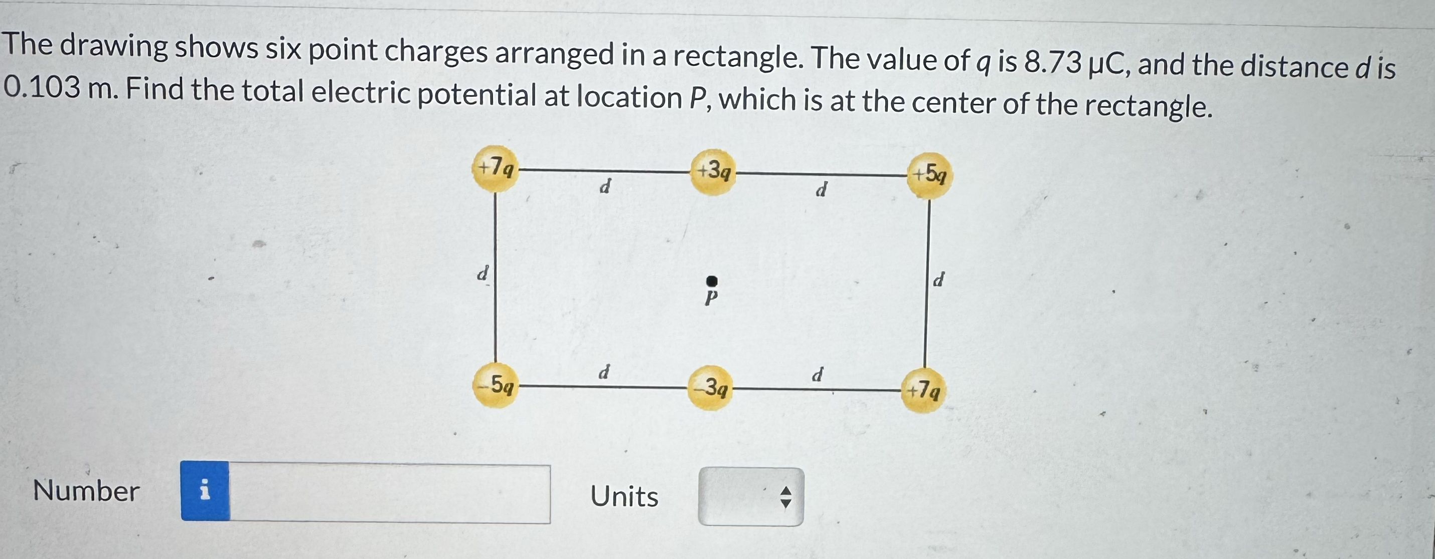 The drawing shows six point charges arranged in a | Chegg.com