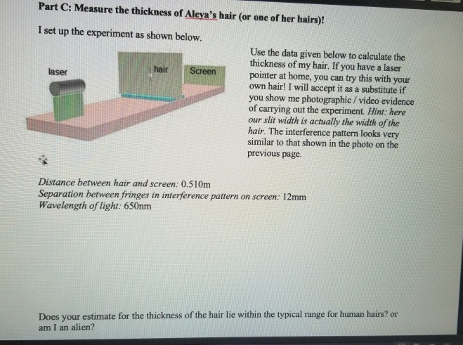 Solved I set up the red laser pointer to shine light through | Chegg.com
