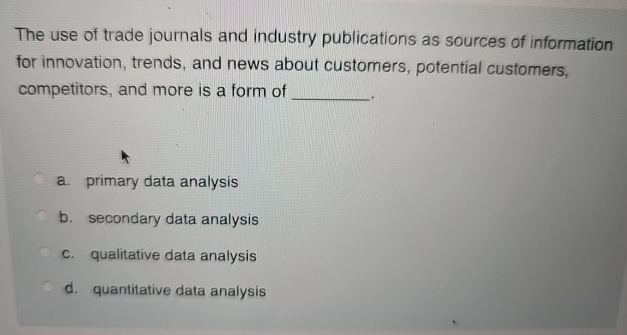 Solved The use of trade journals and industry publications | Chegg.com