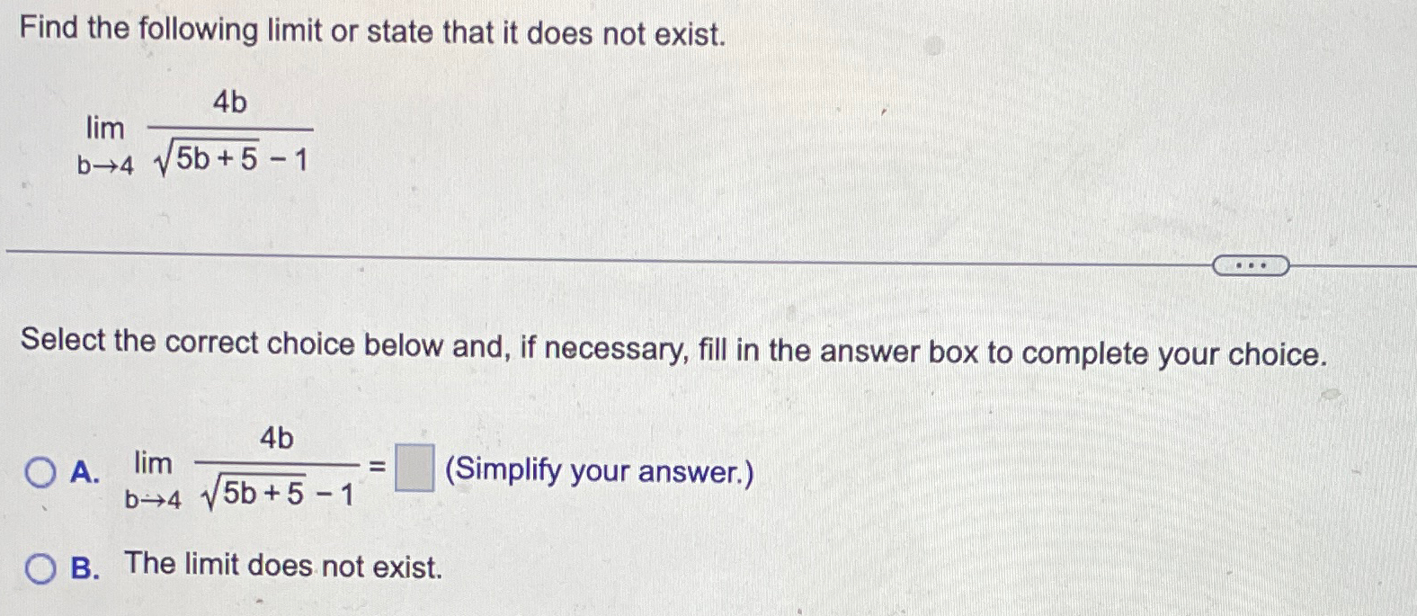 Solved Find the following limit or state that it does not | Chegg.com