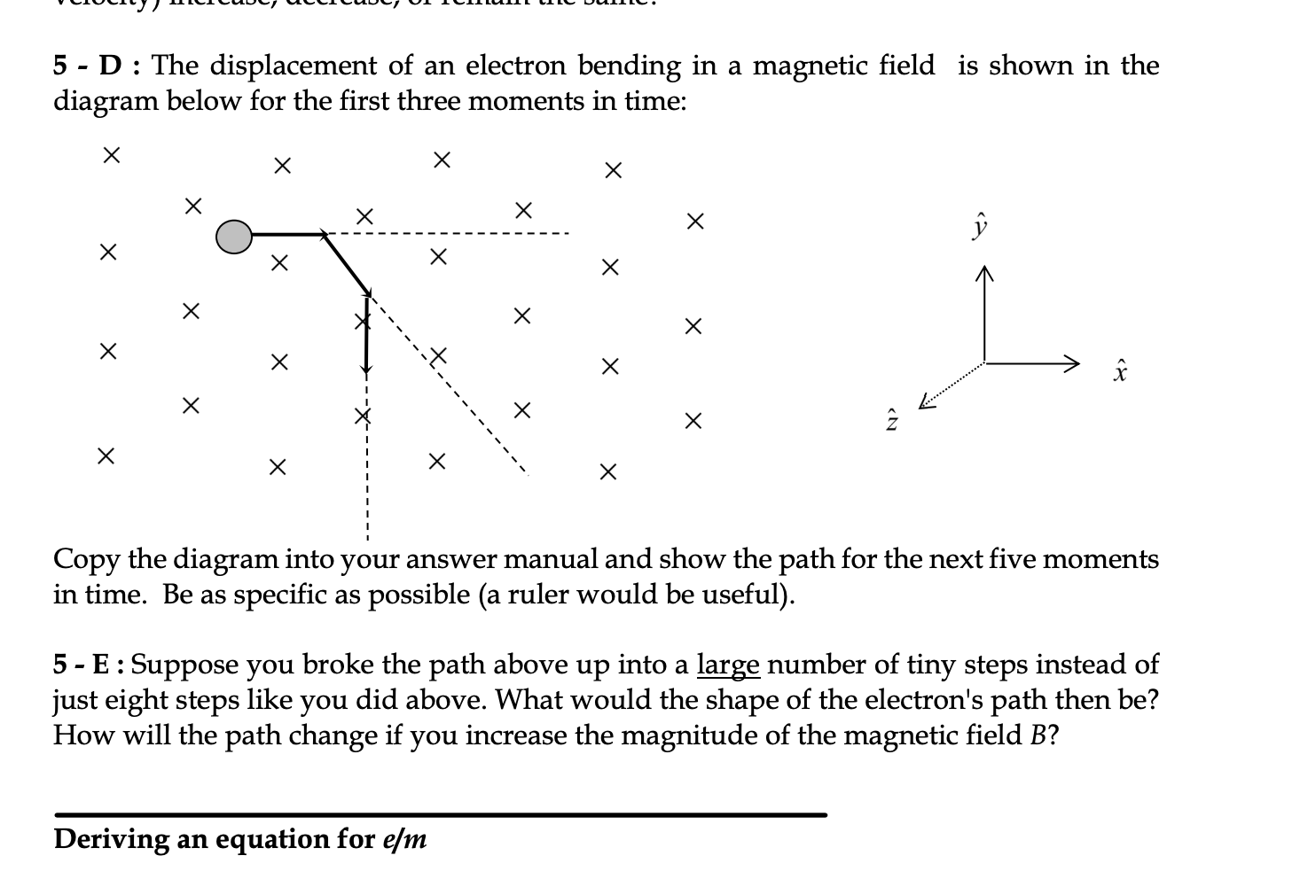 Solved 5-D : The displacement of an electron bending in a | Chegg.com