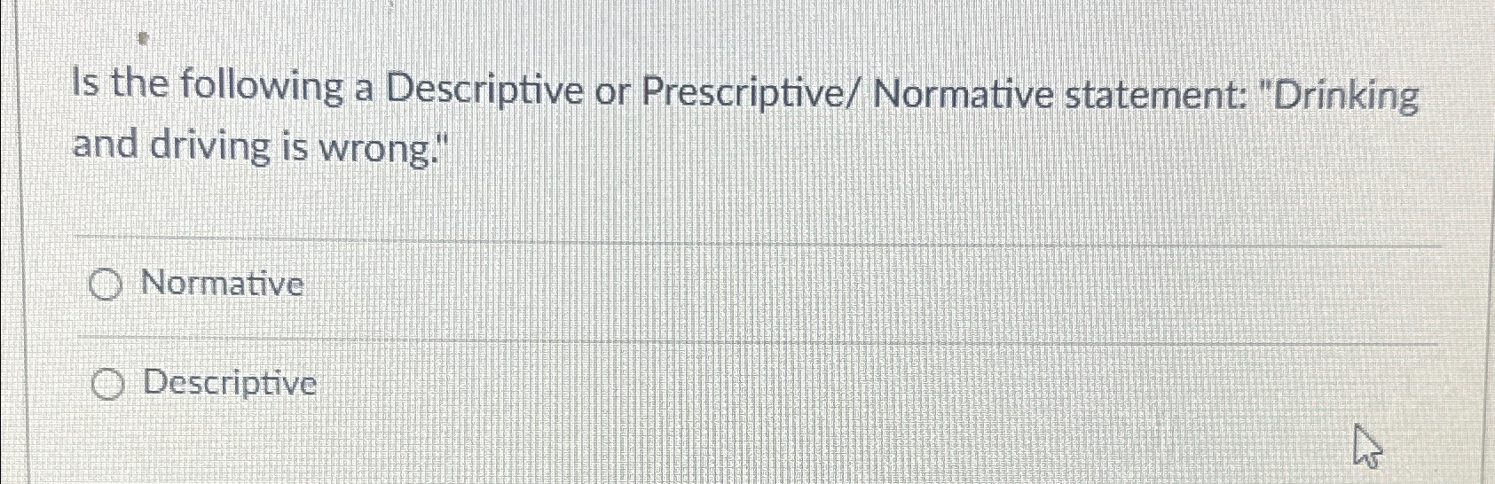 Solved Is the following a Descriptive or Prescriptive/ | Chegg.com