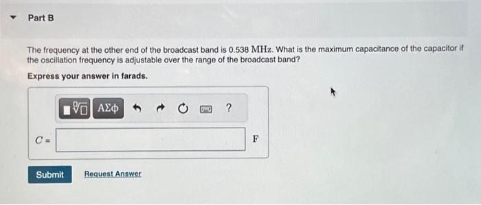 Solved The minimum capacitance of a variable capacitor in a | Chegg.com