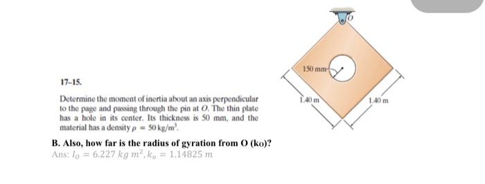 Solved 17-15. Determine the moment of inertia about an axis | Chegg.com