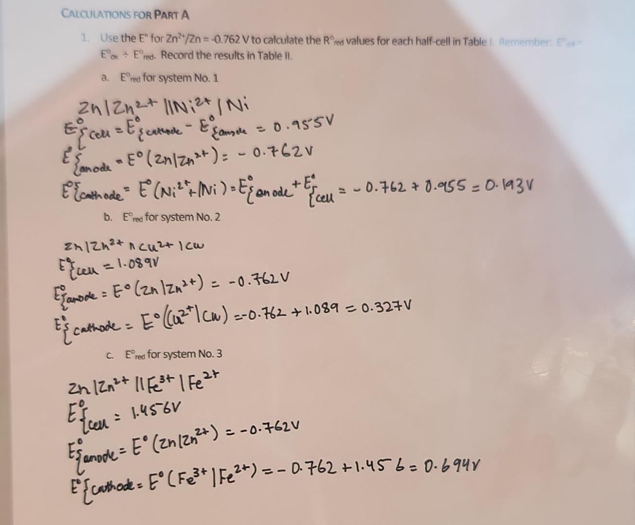 2. Compare the Ered values you calculated to the | Chegg.com
