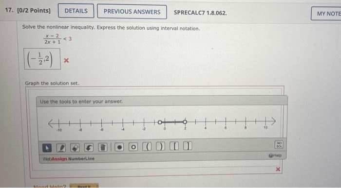 Solved Solve The Nonlinear Inequality Express The Solution