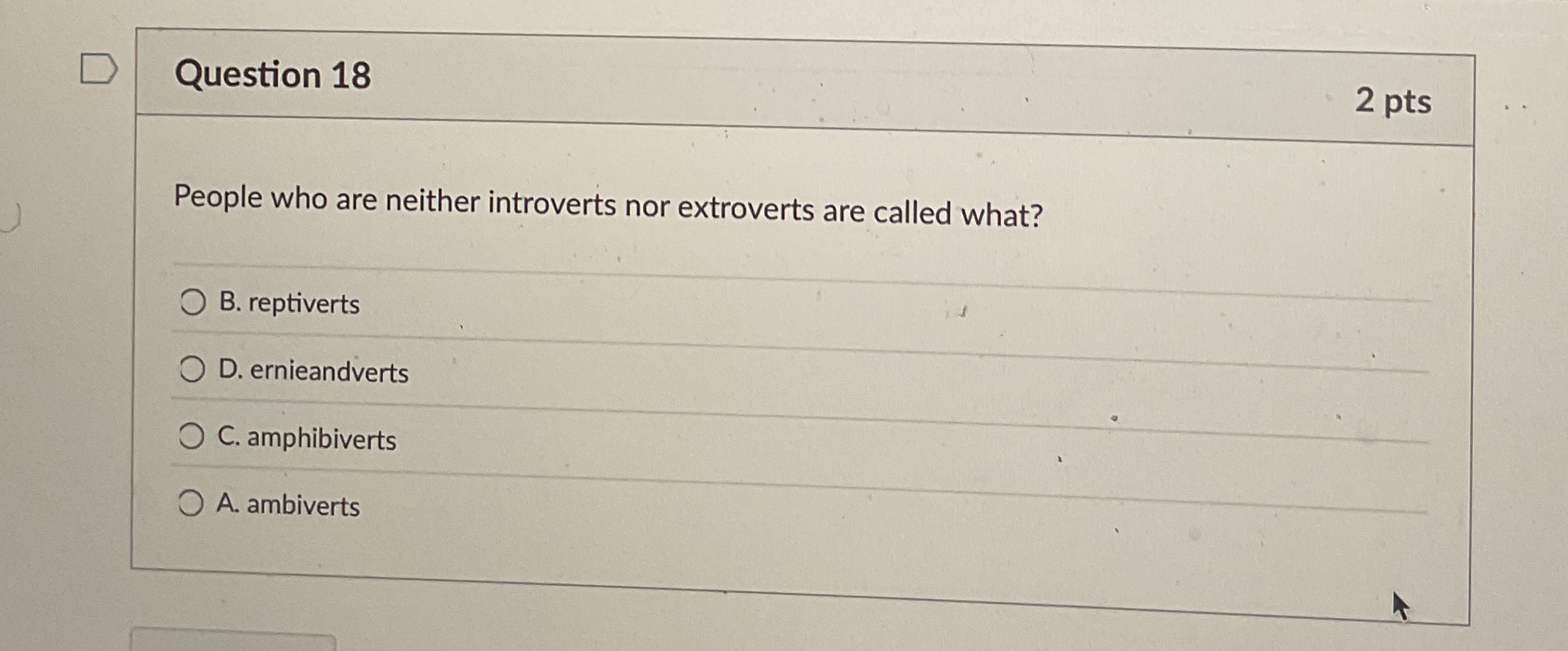 Solved Question 182 ﻿ptsPeople who are neither introverts | Chegg.com