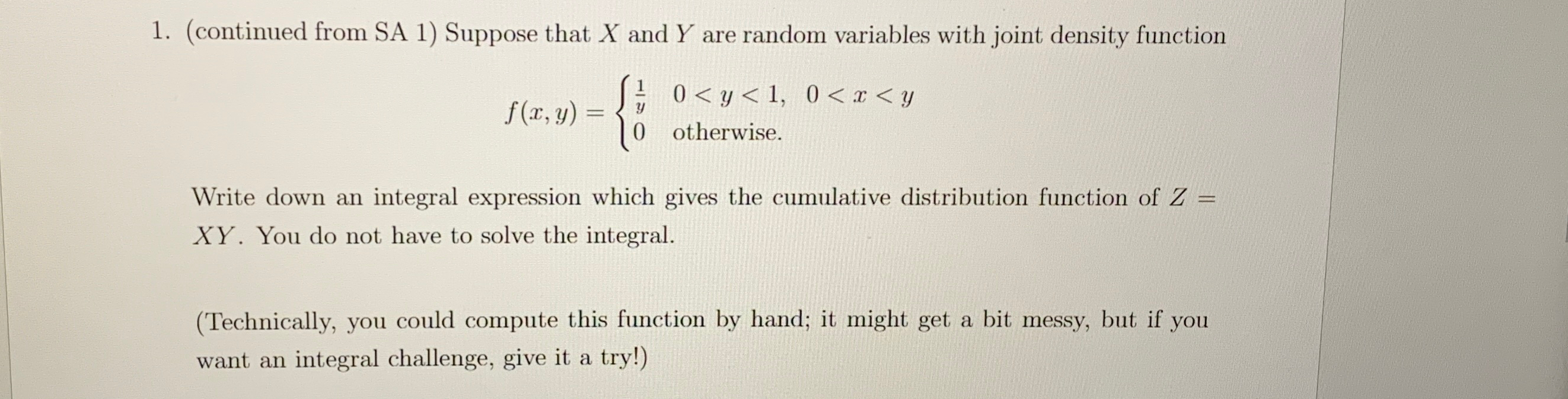Solved (continued from SA 1) ﻿Suppose that x ﻿and Y ﻿are | Chegg.com