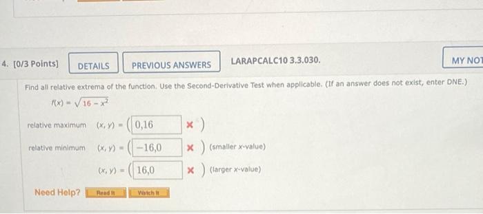 Solved 4. [0/3 Points) DETAILS PREVIOUS ANSWERS LARAPCALC10 | Chegg.com Solved 4. [0/3 Points) DETAILS PREVIOUS ANSWERS LARAPCALC10 | Chegg.com