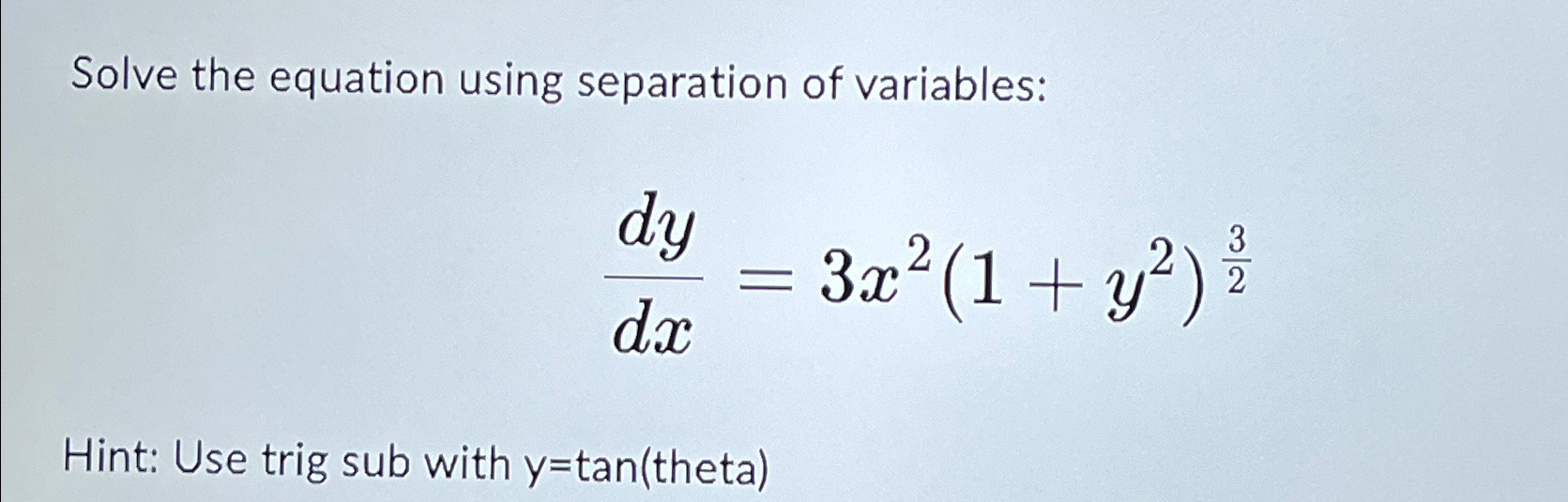 Solved Solve the equation using separation of | Chegg.com