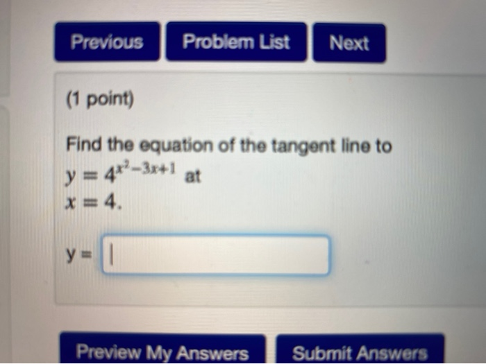 Solved Previous Problem List Next (1 point) Find the | Chegg.com