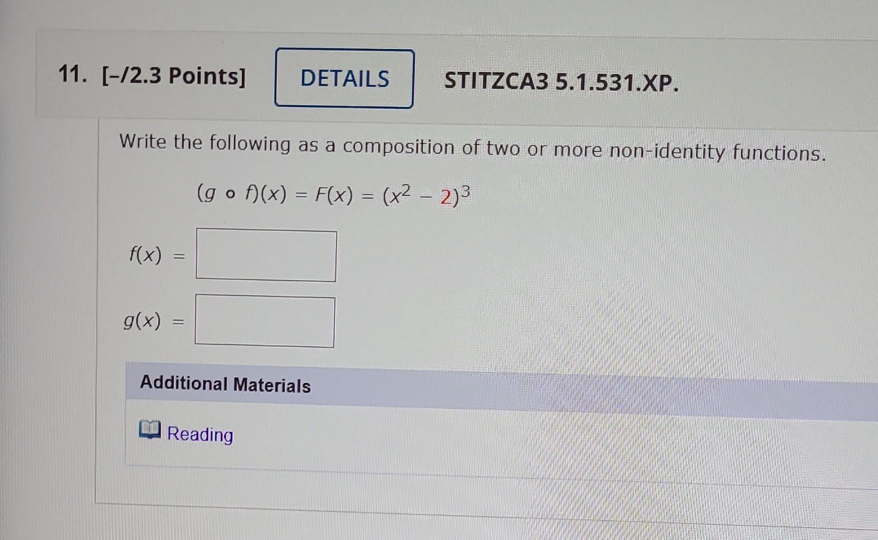 Solved Write the following as a composition of two or more | Chegg.com