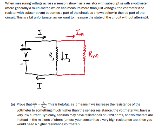 Solved When measuring voltage across a sensor (shown as a | Chegg.com