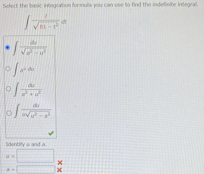 Solved Select the basic integration formula you can use to | Chegg.com