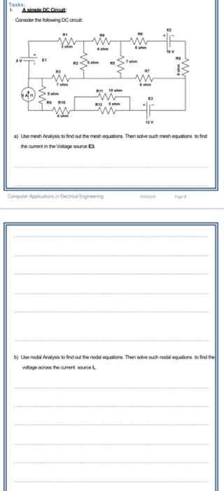 Solved Tasks: 1- A simple DC Circult: Consider the following | Chegg.com