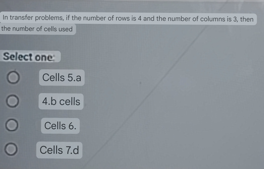 Solved In transfer problems, if the number of rows is 4 ﻿and | Chegg.com