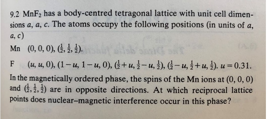 9.2 MnF2 ﻿has a body-centred tetragonal lattice with | Chegg.com