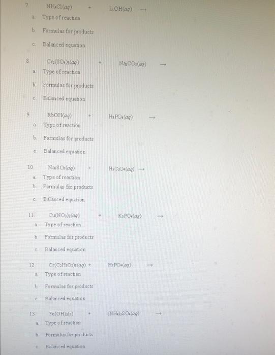 Solved X7.4 - Predicting Reaction Products Name Directions: | Chegg.com