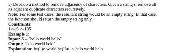 Solved 5) Develop a method to remove adjacency of | Chegg.com