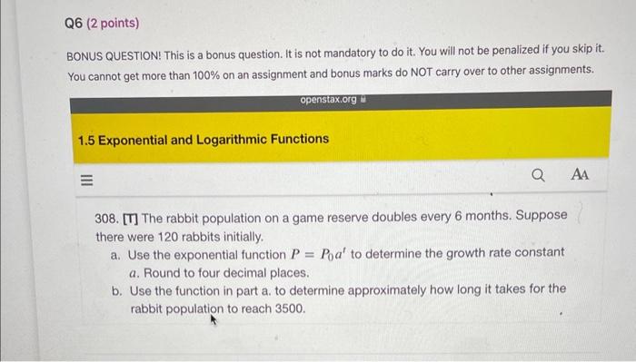 Solved BONUS QUESTION! This is a bonus question. It is not | Chegg.com