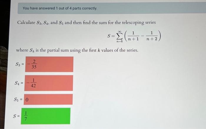 Solved Summing An Infinite Series You Have Answered 1 Out 3167