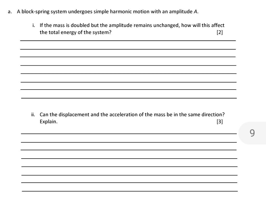 Solved A block-spring system undergoes simple harmonic | Chegg.com
