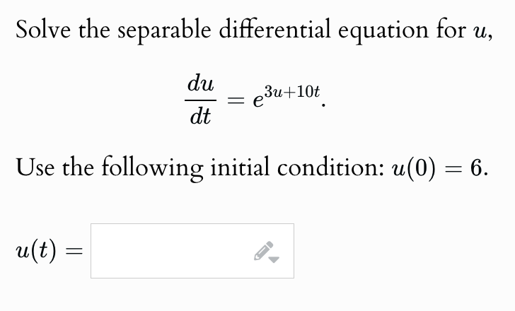 Solved Solve the separable differential equation for | Chegg.com