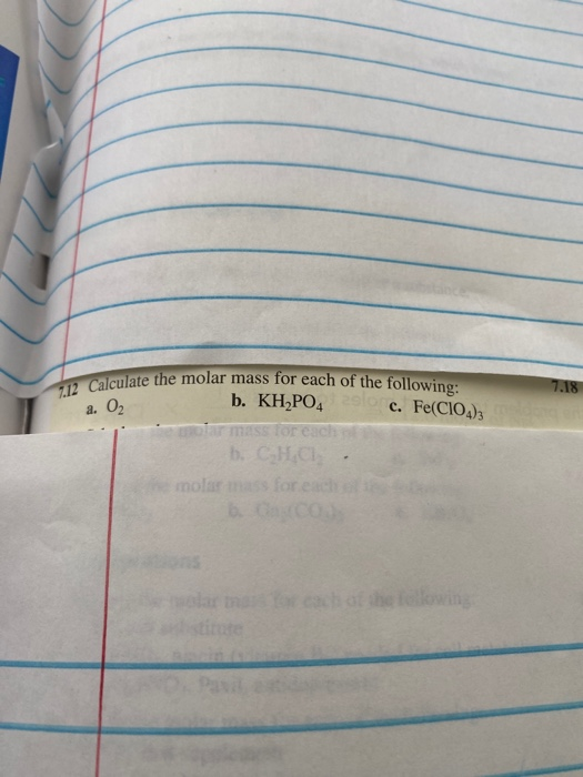 Solved 7.12 Calculate the molar mass for each of the | Chegg.com