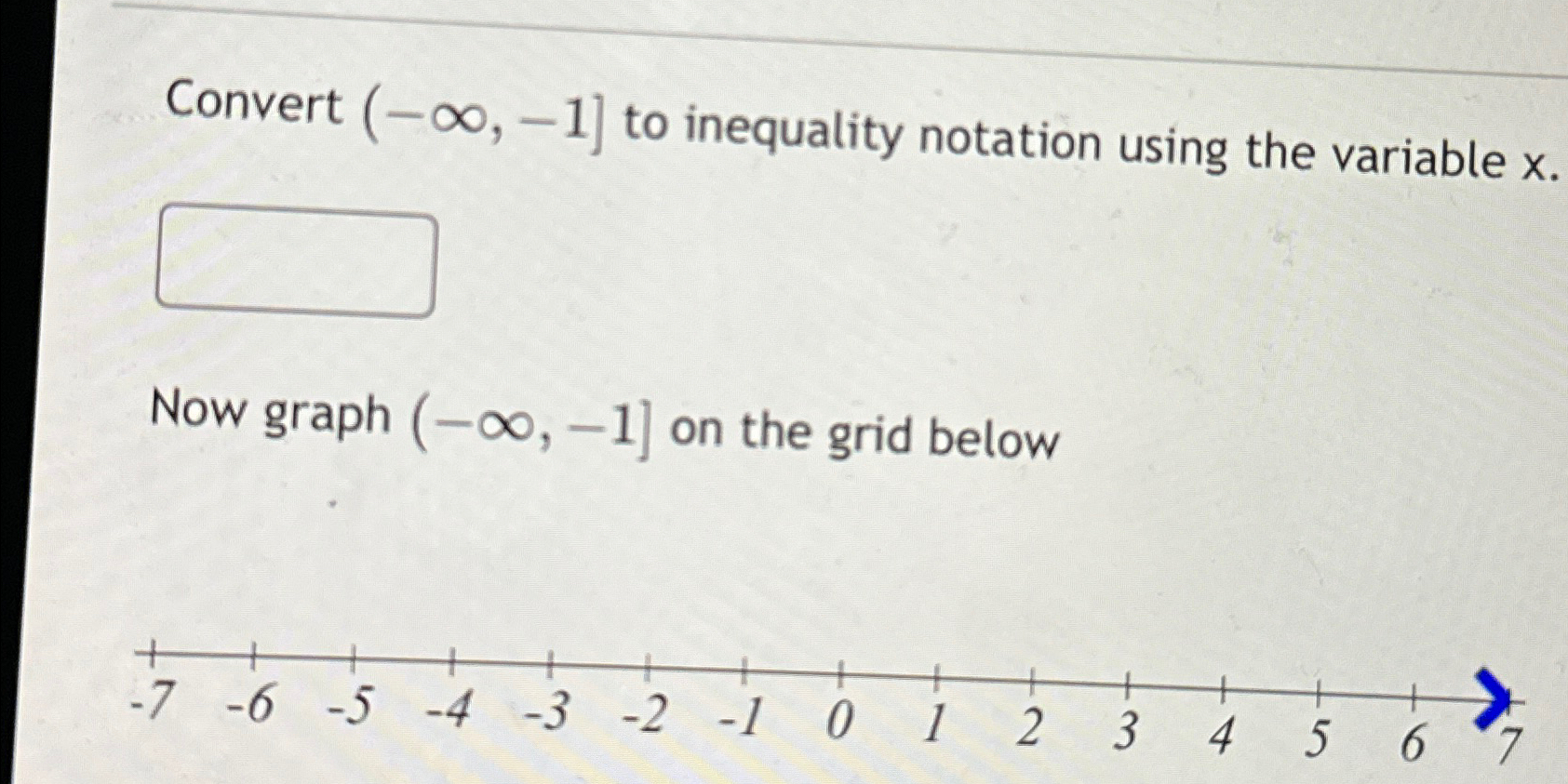 Solved Convert (-∞,-1] ﻿to inequality notation using the | Chegg.com