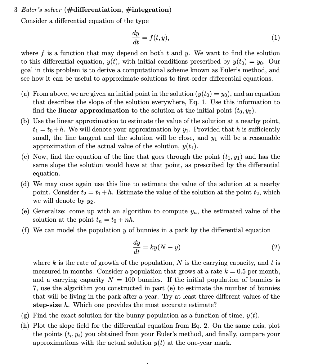 3 ﻿Euler's solver (#differentiation, | Chegg.com
