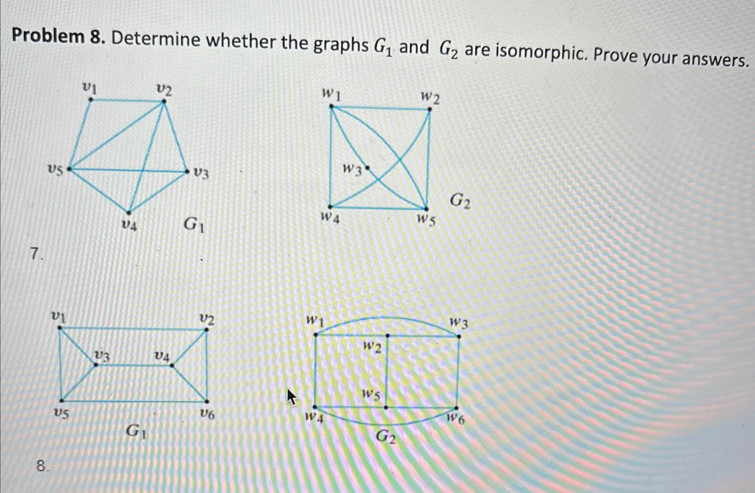 Solved Problem 8 ﻿determine Whether The Graphs G1 ﻿and G2 