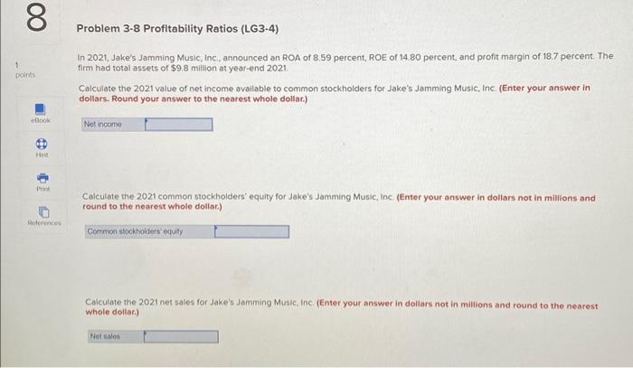 Solved Problem 3-8 Profltability Ratios (LG3.4) In 2021. | Chegg.com