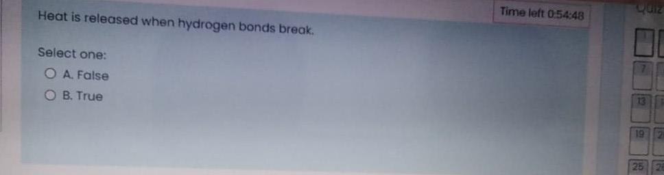 Solved Heat is released when hydrogen bonds break. Time left | Chegg.com Solved Heat is released when hydrogen bonds break. Time left | Chegg.com