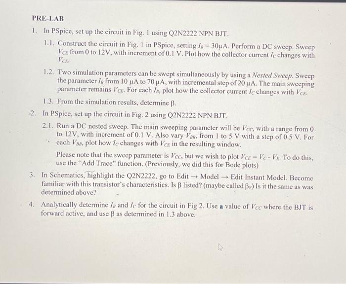 Solved PRE-LAB 1. In PSpice, set up the circuit in Fig. 1 | Chegg.com
