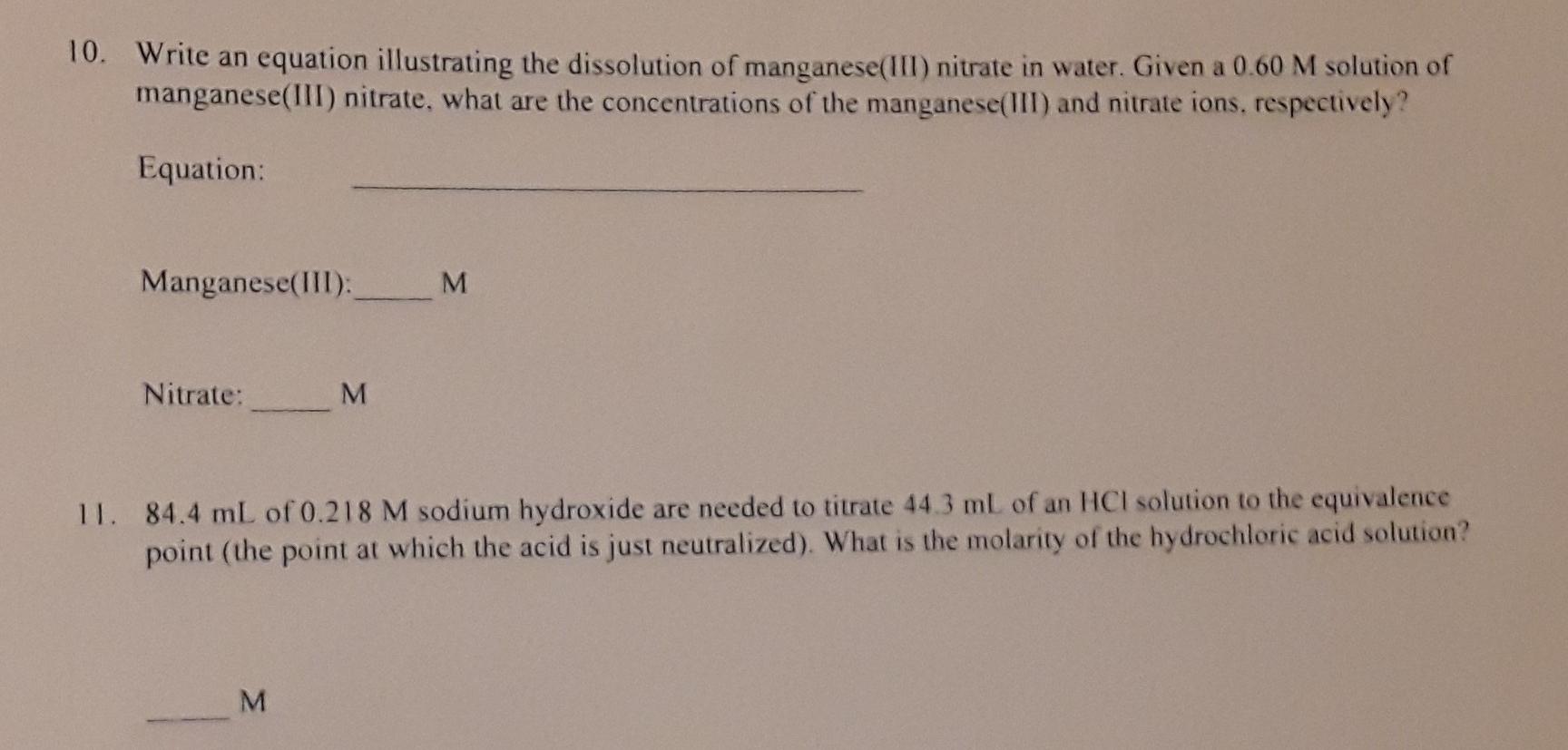 Solved 10. Write an equation illustrating the dissolution of | Chegg.com