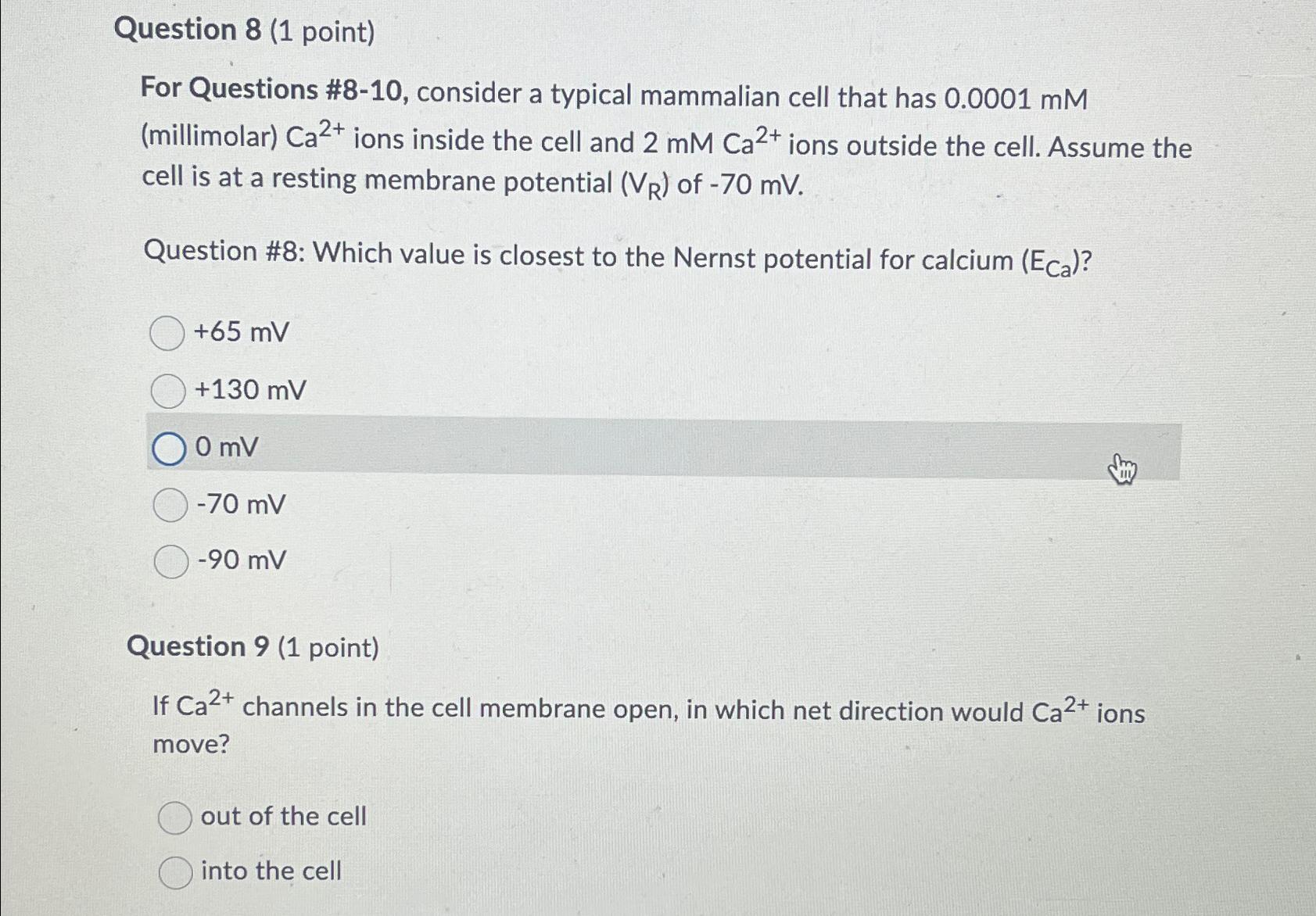 Solved Question 8 (1 ﻿point)For Questions #8-10, ﻿consider a | Chegg.com