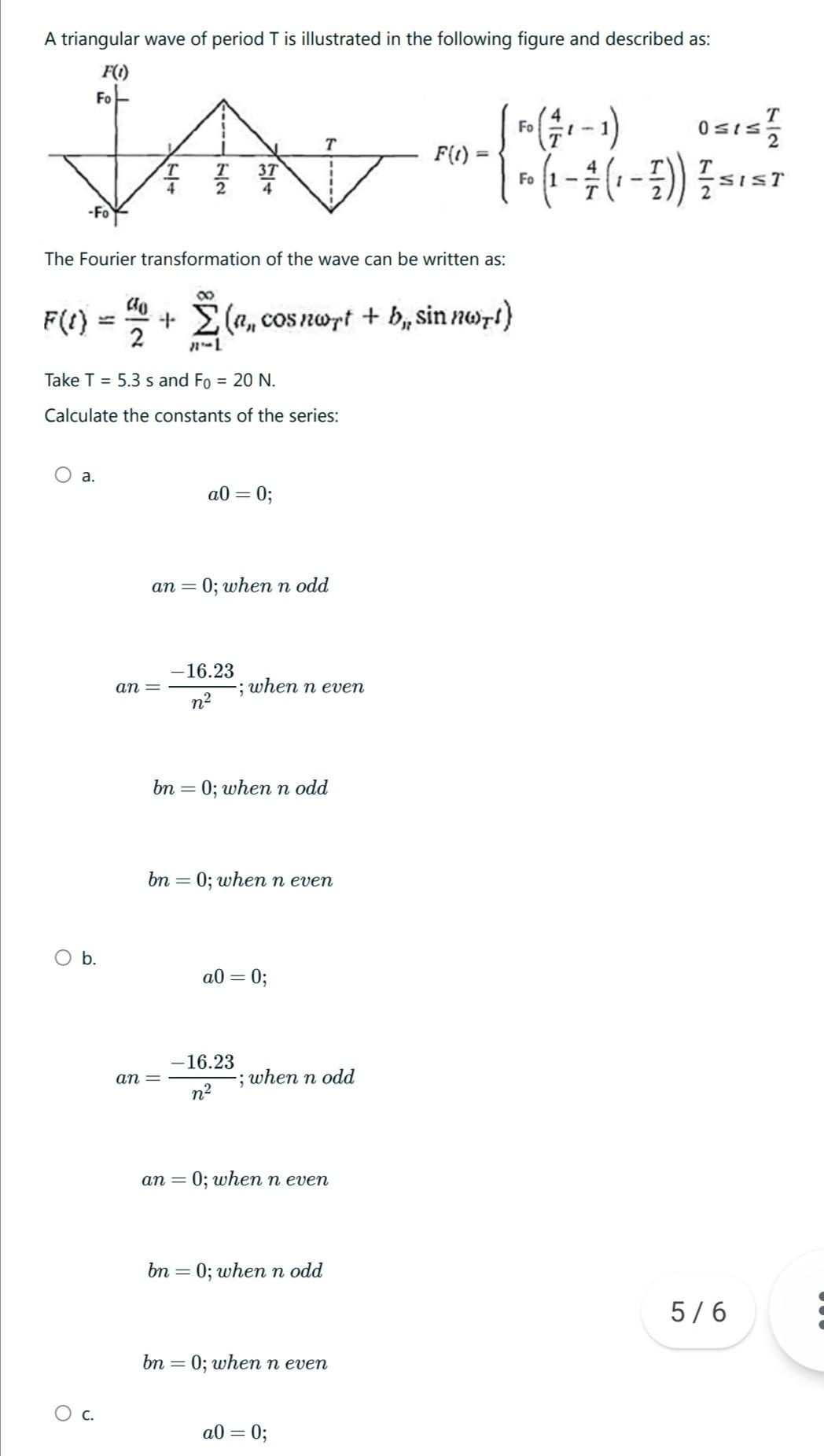 Solved A triangular wave of period T is illustrated in the | Chegg.com