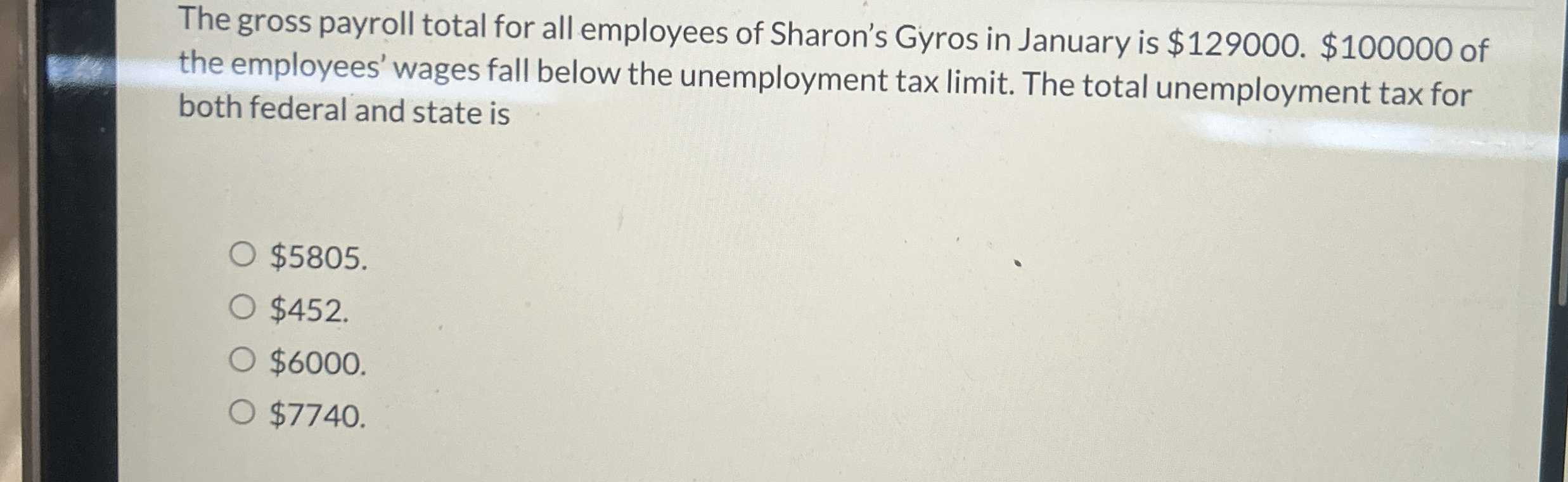Solved The gross payroll total for all employees of Sharon's | Chegg.com
