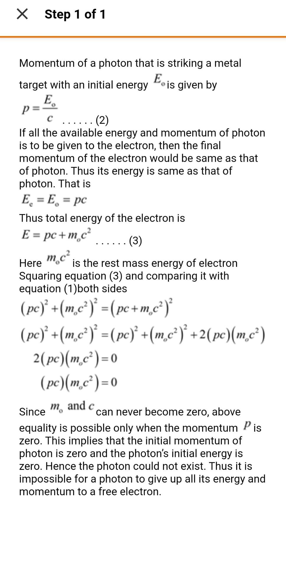 Solved 9. Show that it is impossible for a photon to give up | Chegg.com