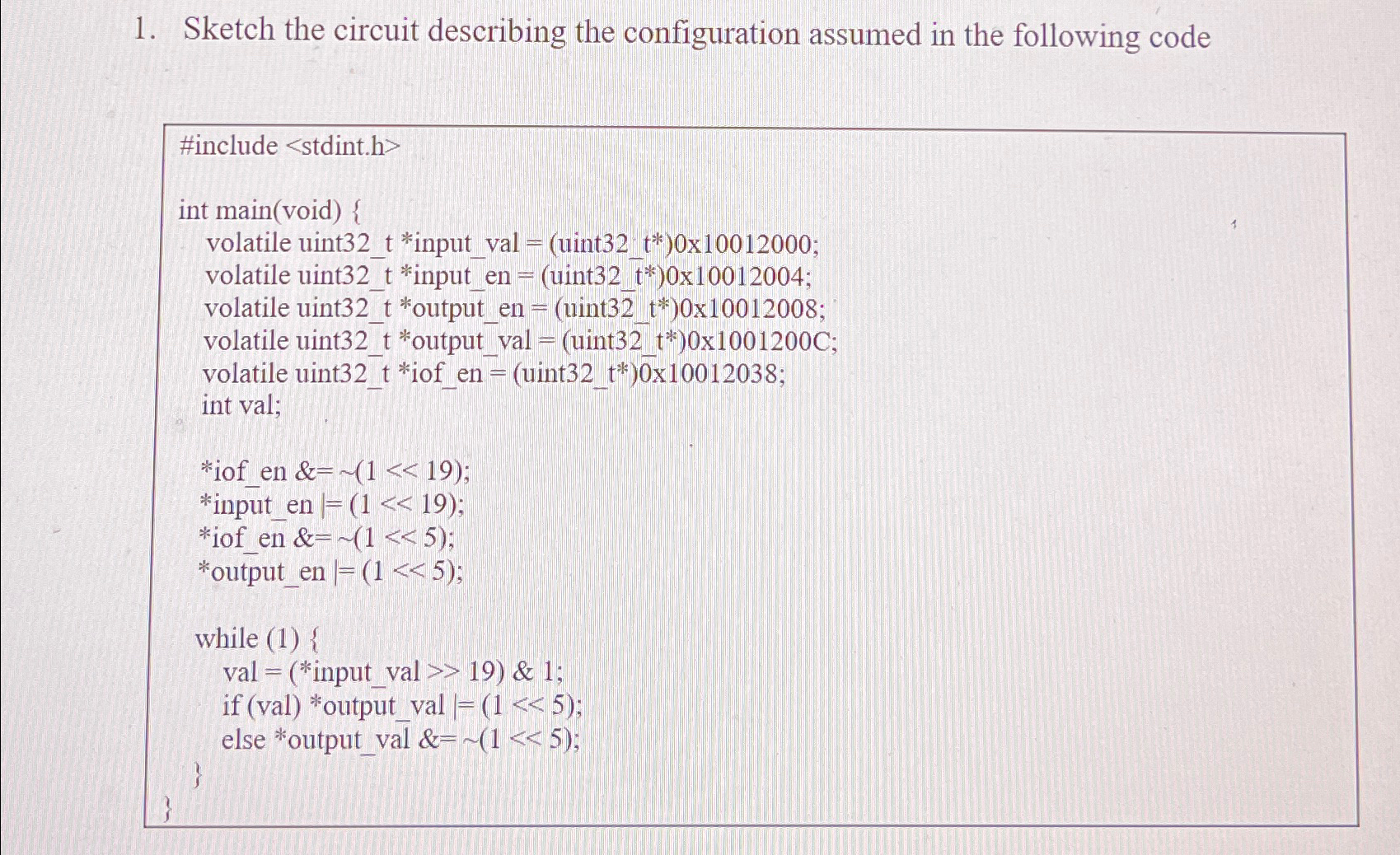 Solved Sketch the circuit describing the configuration | Chegg.com