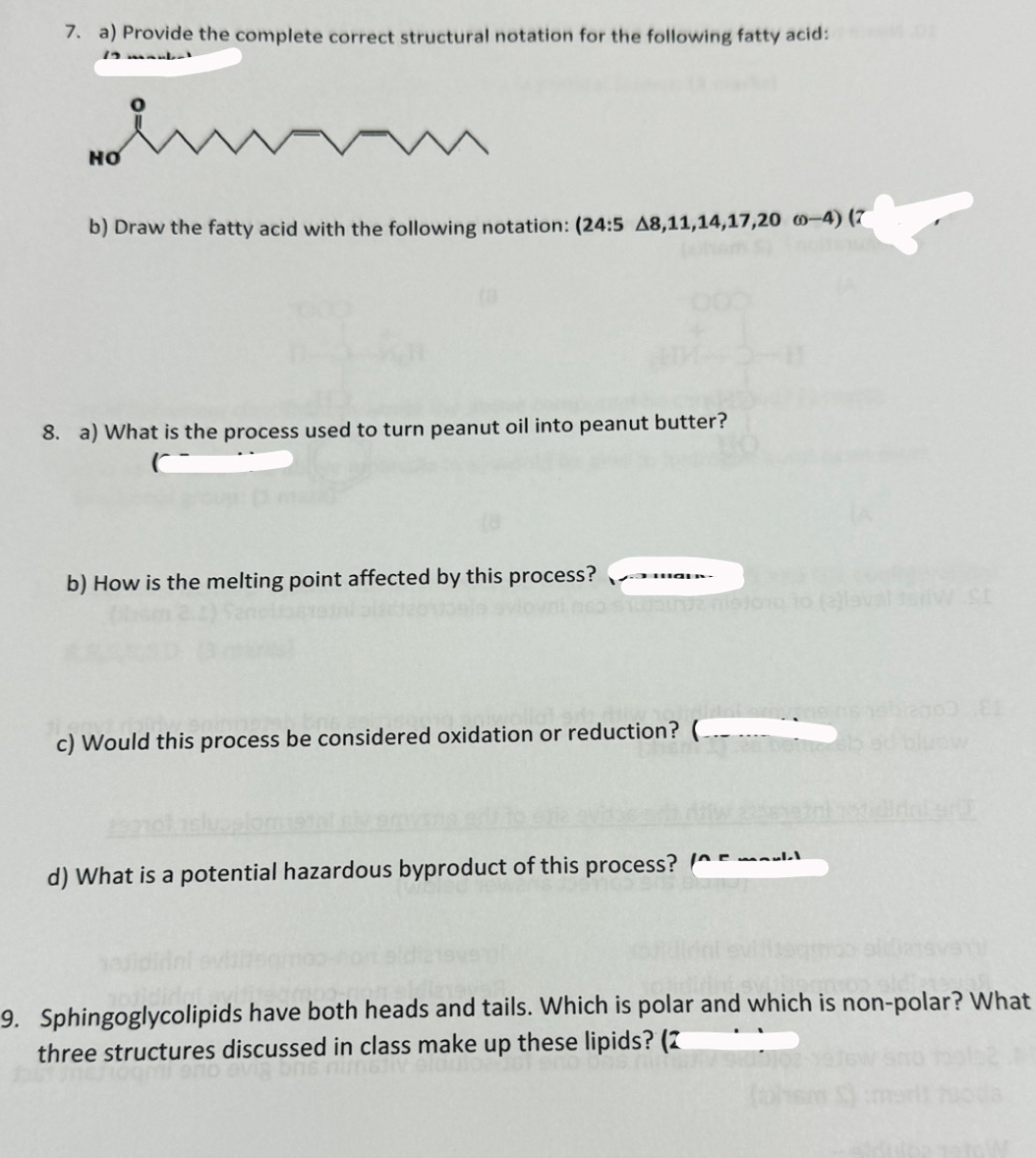 Solved a) ﻿Provide the complete correct structural notation | Chegg.com