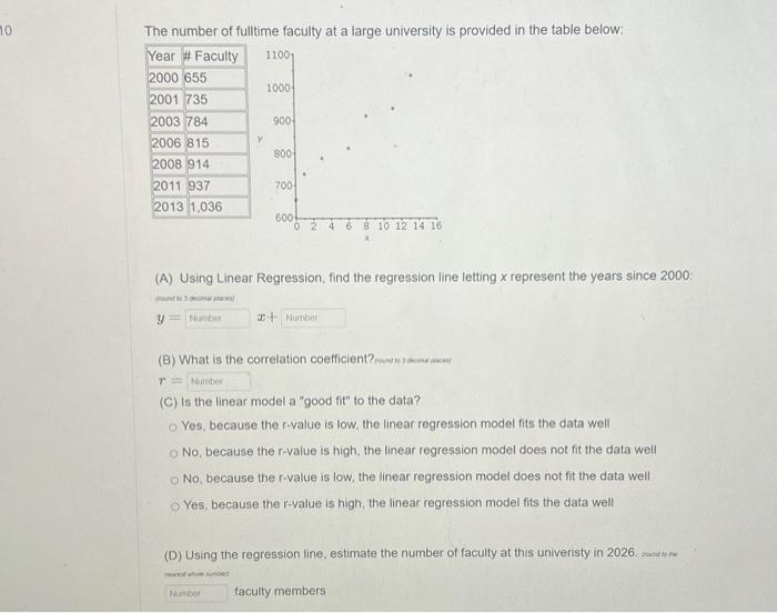 10 The number of fulltime faculty at a large | Chegg.com