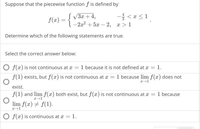 Solved Suppose that the piecewise function f is defined by | Chegg.com