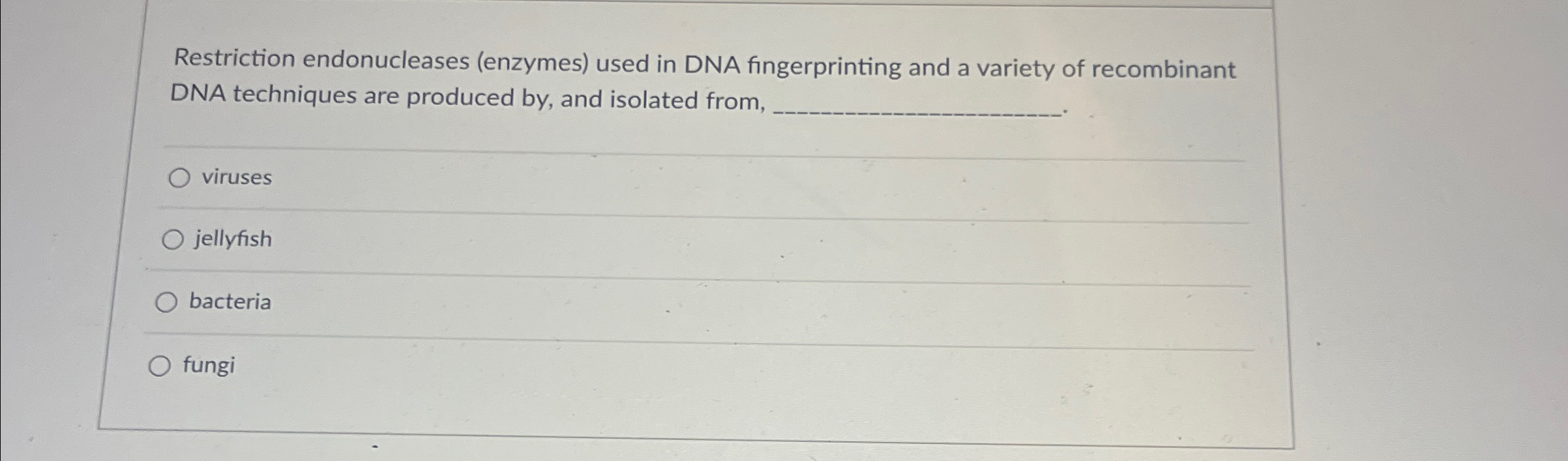 Solved Restriction endonucleases (enzymes) ﻿used in DNA | Chegg.com