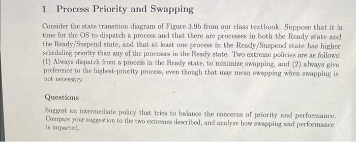 Solved 1 Process Priority and Swapping Consider the state | Chegg.com