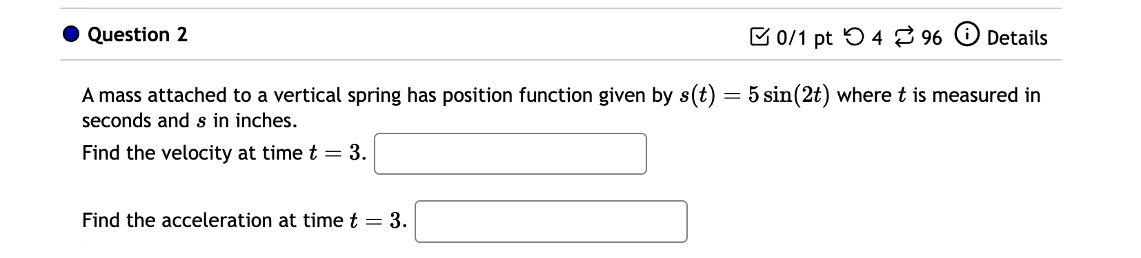 Solved Question 2a Mass Attached To A Vertical Spring Has