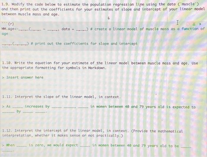 Solved A person's muscle mass is expected to decrease with | Chegg.com
